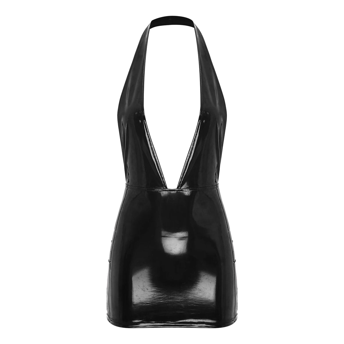 Deep V Backless Leather Dress – Gothic Tot